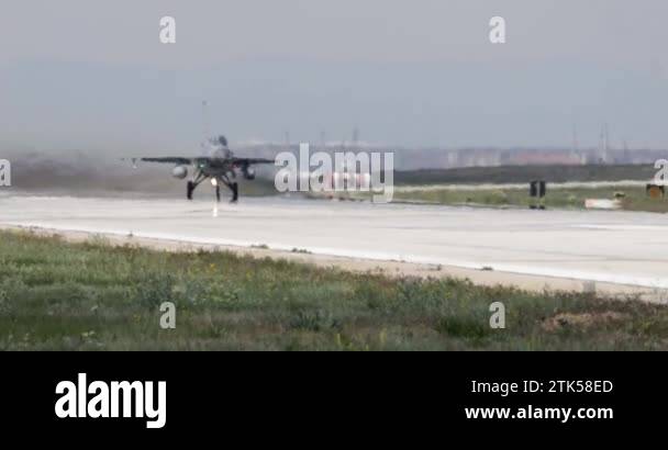 Fighter jet taking off from a frontal point of view. Perfect for ...