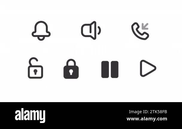 Animated mobile app line ui icons. Smartphone controls. Seamless loop HD video with alpha ...