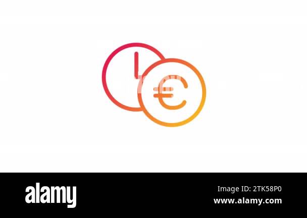 Animated rate of euro gradient icon. Hourly changes. Currency exchange ...