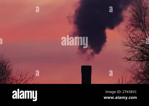 Smoke or steam coming out of chimney boiler house, smoking chimney on ...