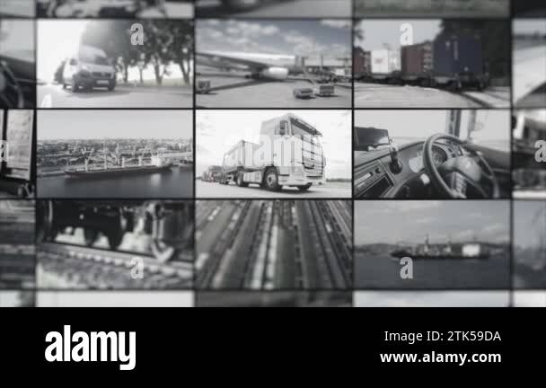 Delivery of goods by various means of transport. Multiscreen logistics ...