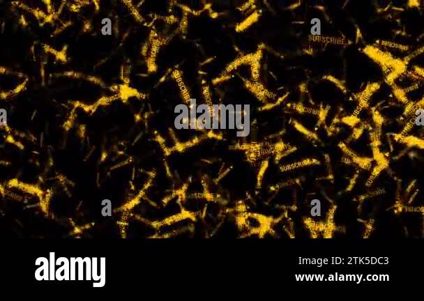 Loop of Subscribe gold text word cloud falling motion animation on ...
