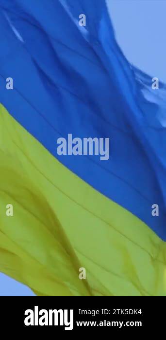 Highly detailed fabric texture flag of Ukraine. Slow motion of Ukraine ...