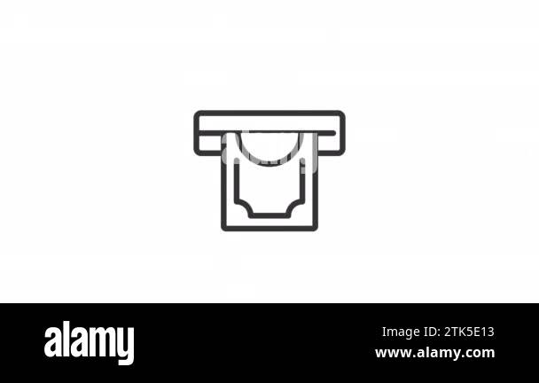 Animated cash withdrawal linear icon. ATM service for account holders ...