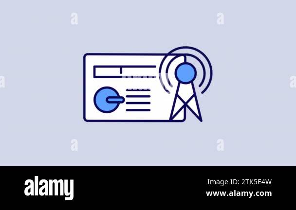 Animated radio color icon. Communication technology. Transmitting ...