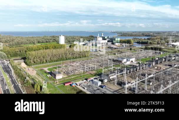 Electricity power plant facility. Generation of energy for households ...