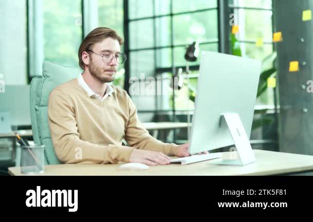 Tired overworked entrepreneur business man employee with eyes hurt ...