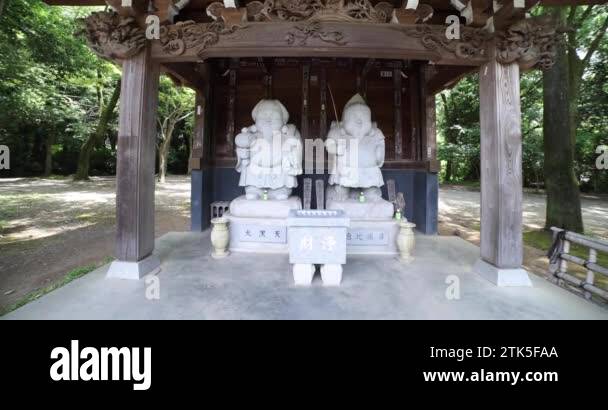 Japanese guardian statues at the traditional street in Tokyo. High ...