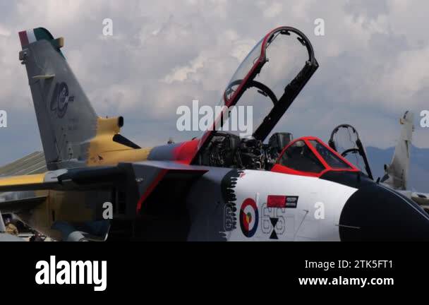 Ghedi Italy SEPTEMBER, 8, 2022 Military pilots in the cockpit of a ...