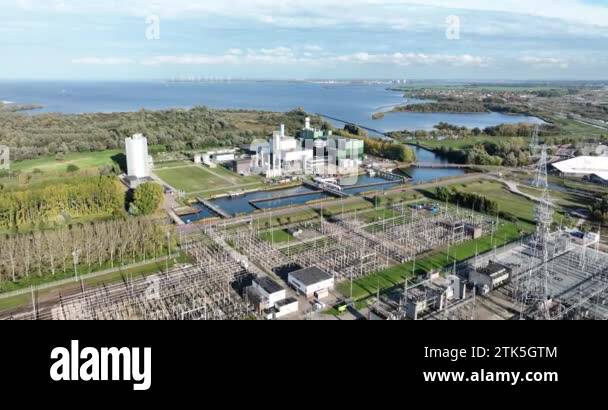 Electricity power plant facility. Generation of energy for households ...