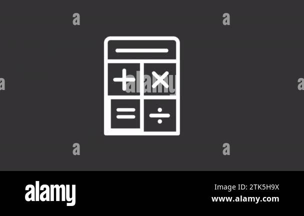 Animated calculator white line icon. Electronic device for math ...