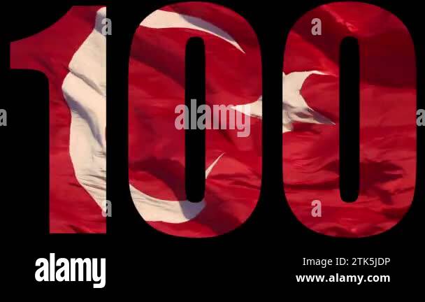 100th year of Republic of Turkiye concept background video. Waving ...