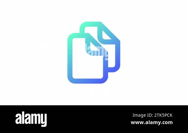 Animated copy file gradient ui icon. Clipboard. Duplicate document. Seamless loop HD video with ...
