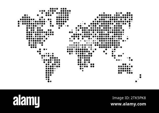 Simplified world map (drawn with dots.) 4K pop up animation Stock Video ...