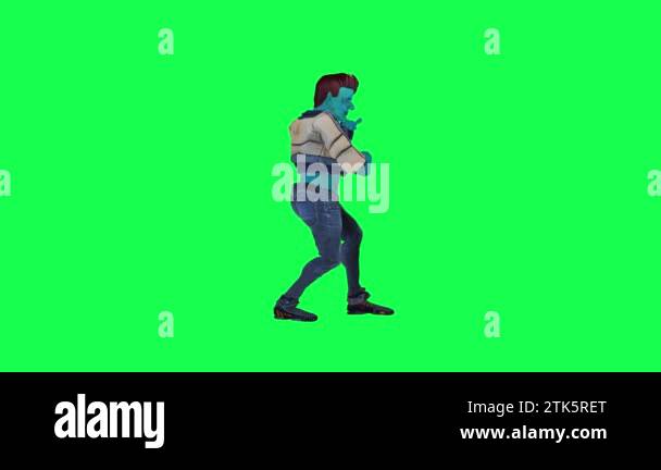 Blue giant animated artist rapping from left angle on green screen 3D ...