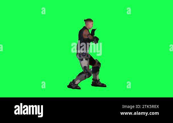 3d animated military soldier man rapping from left angle on green ...
