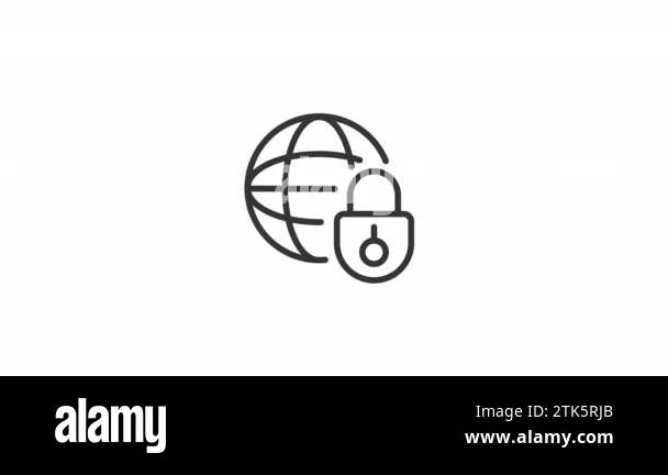 Animated cyber security linear icon. Internet network safety. Safe ...