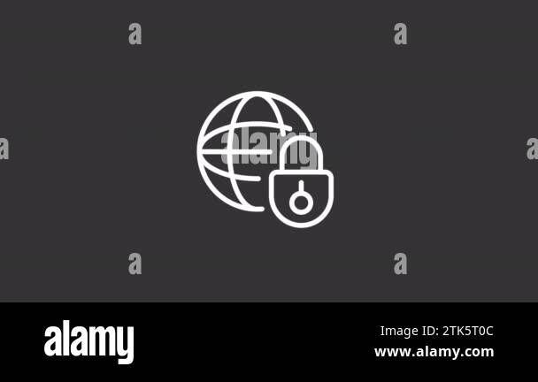 Animated security white line icon. Internet network safety. Safe ...