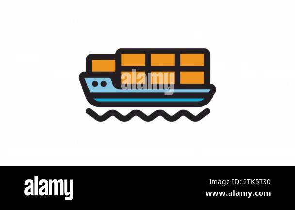 Cargo Ship, Transport Logistics animated icon on transparent background ...