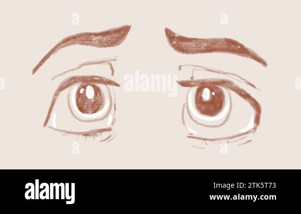 Two watercolor hand drawn sad eyes in anime style. Sad eyes, full of ...