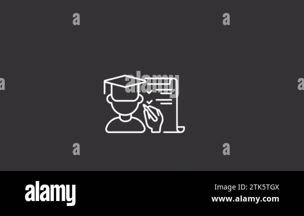 Animated training white line icon. E learning technology. Video lesson ...