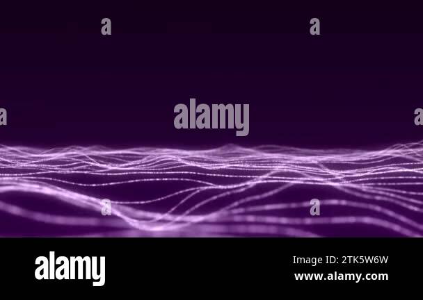 Dynamic purple particle wave. Futuristic point wave. Flow digital structure. Data technology ...