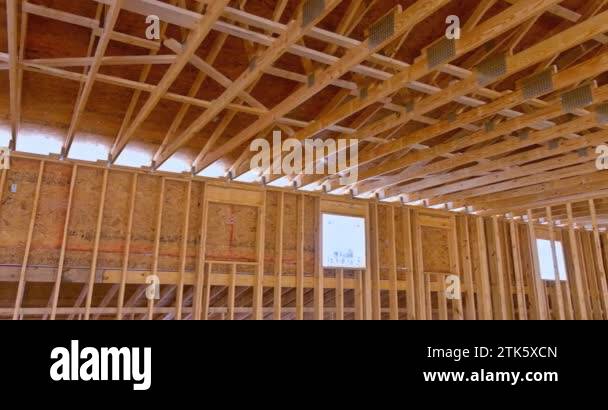 This an interior framing newly constructed house under construction ...