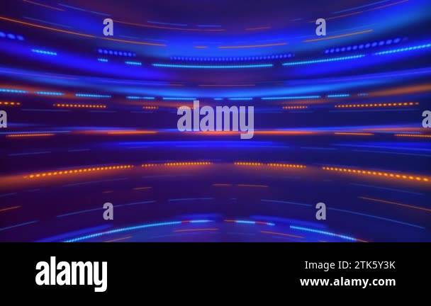 Neon digital data lights technology background with glowing gold and ...