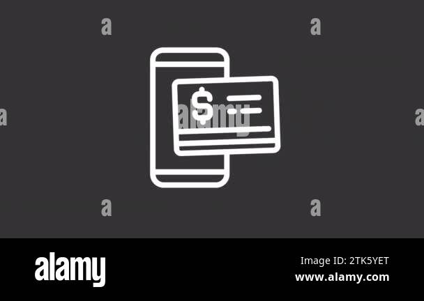 Animated m wallet white line icon. Payment service in smartphone ...