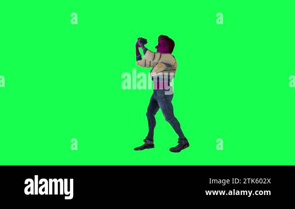 Purple space animated 3D man dancing and waving his arms and legs from ...