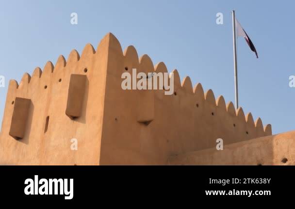 Al Zubara Fort in the northern part of Qatar. The entrance of the ...