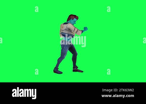 This angry blue giant is punching and fighting from the left angle on ...