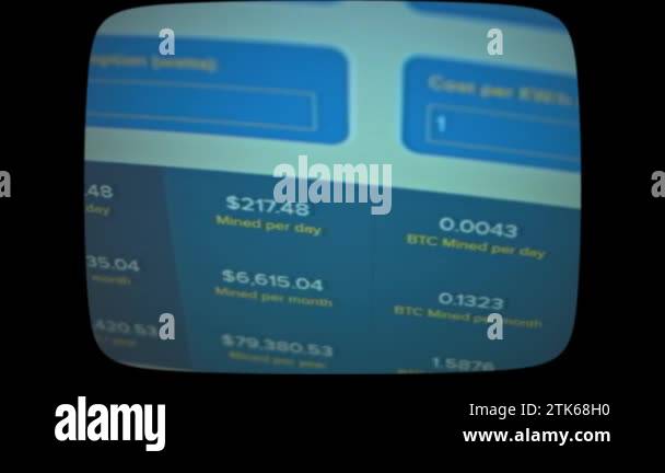 Cryptocurrency mining on a computer screen. The algorithm of the ...