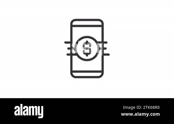 Animated banking app linear icon. Saving account in phone. Digital ...