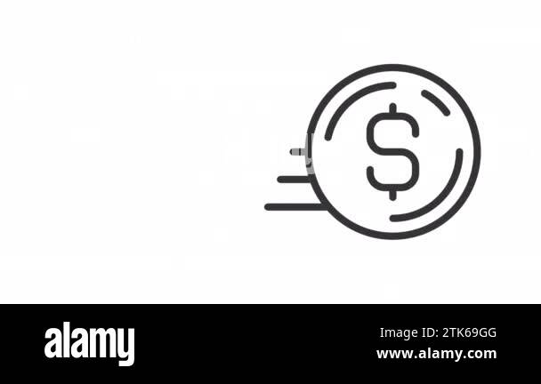 Animated sliding coin linear icon. Fast money transfer. Banking ...