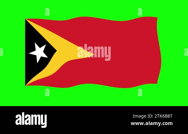 East Timor Waving Flag 2D Animation on Green Screen Background. Looping ...