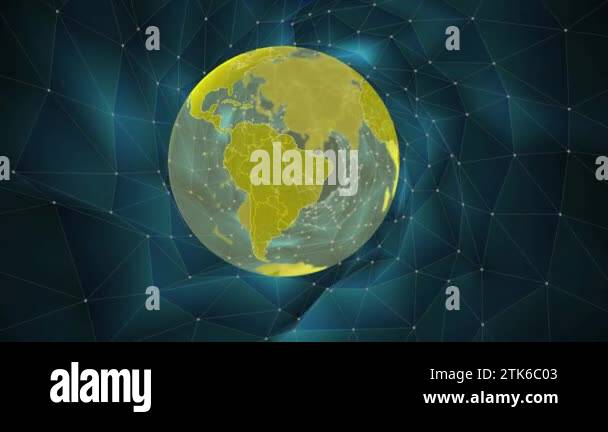 Animation Of Rotating Globe And Connected Dots Forming Tunnel Against