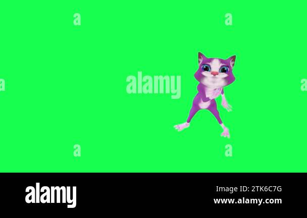 Adorable 3D animated purple cat dancing professionally from front angle ...