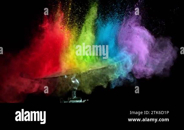 Super Slow Motion Shot of Cymbal Hit with Color Powder Explosion at ...