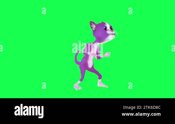 3d purple talking cat playing guitar and singing from left angle on ...