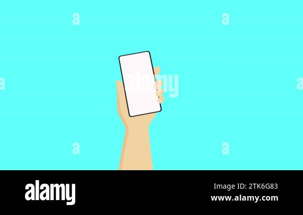 Animated footage of a human hand holding a smartphone with a white ...