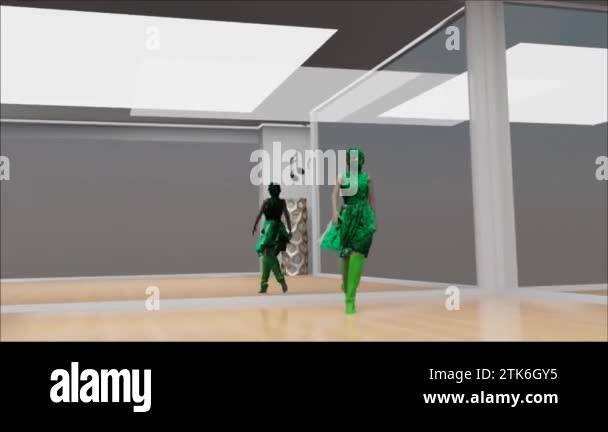 Simulation of a fashion-show with interesting dress set up in some ...