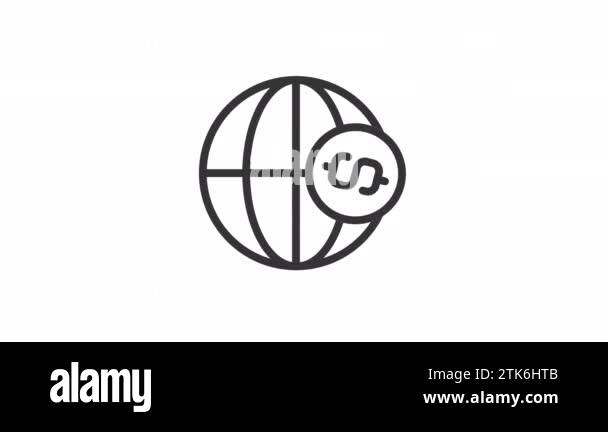 Animated money transfer linear icon. Global payment system. Financial ...