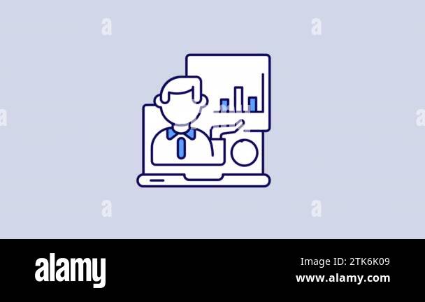 Animated presentation color icon. Online performance of business ...