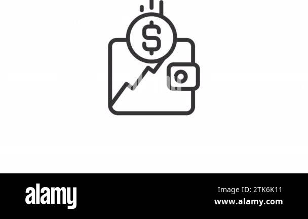 Animated financial bonus linear icon. Saving account growth. Currency ...