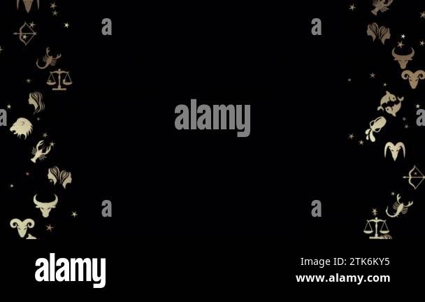 Zodiac signs frame, animation 3D with stars on a transparent alpha ...