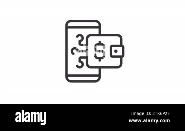 Animated digital wallet linear icon. Virtual dollar account. Mobile ...