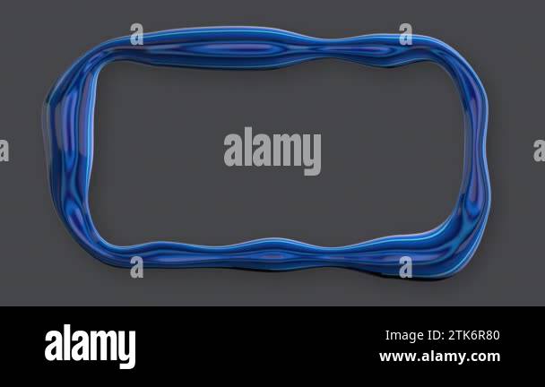Bright blue liquid organic frame with endless circular motion warps as ...