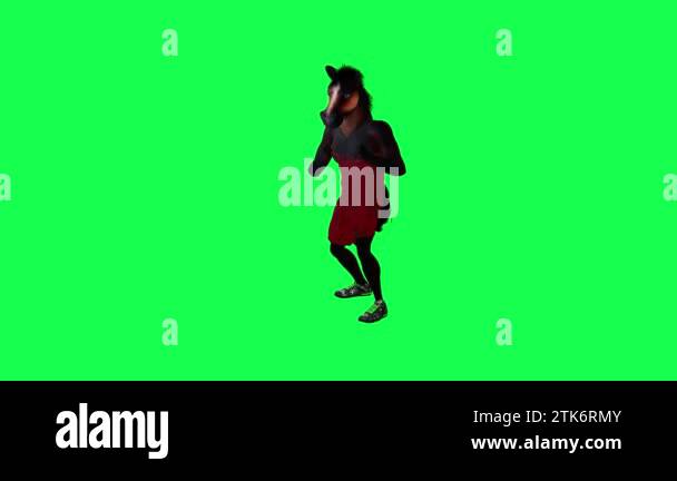 3D wild brown talking animated horse fighting and kicking from front ...