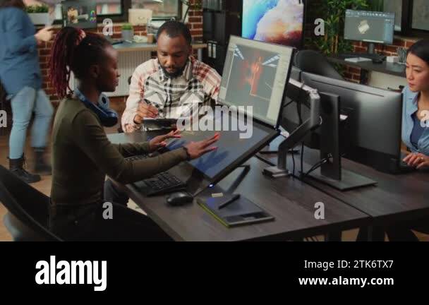 Team of african american people brainstorming game production ideas ...